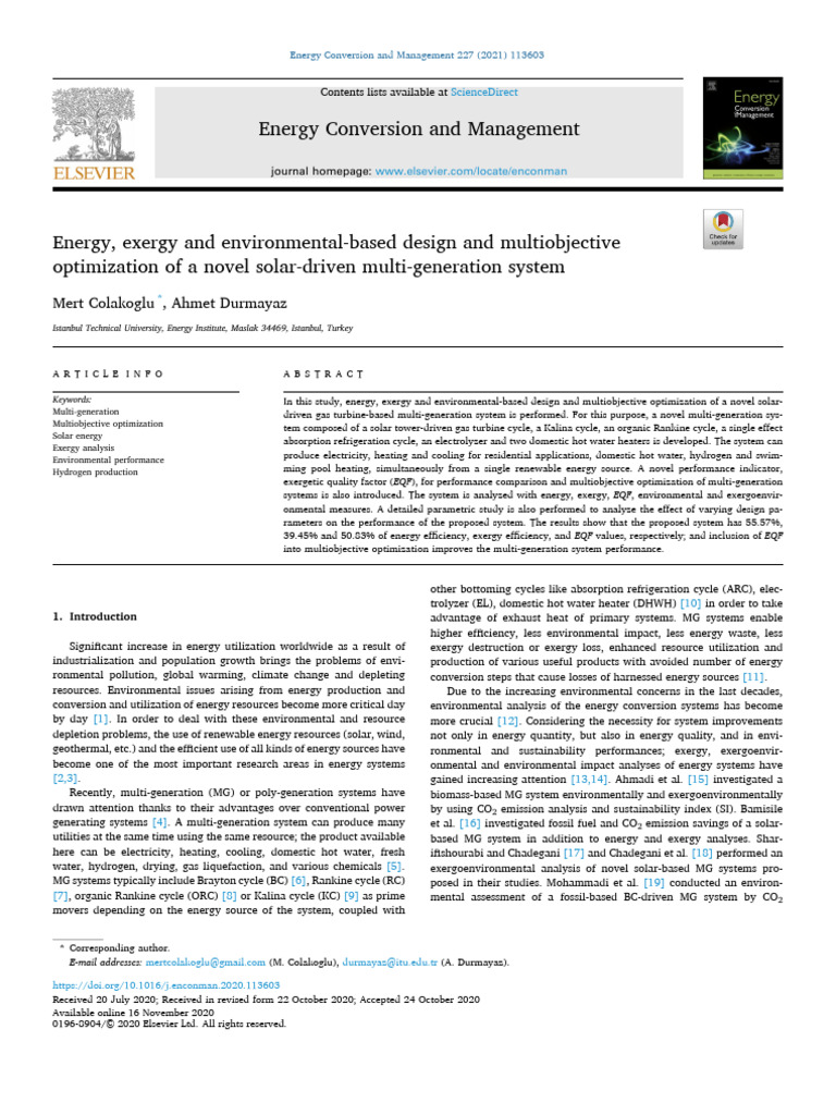 Energy, Exergy and Environmental-Based Design and Multiobjective | PDF ...