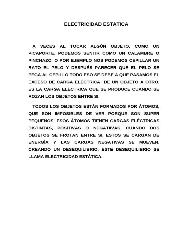 Electricidad Estatica Resumen | PDF