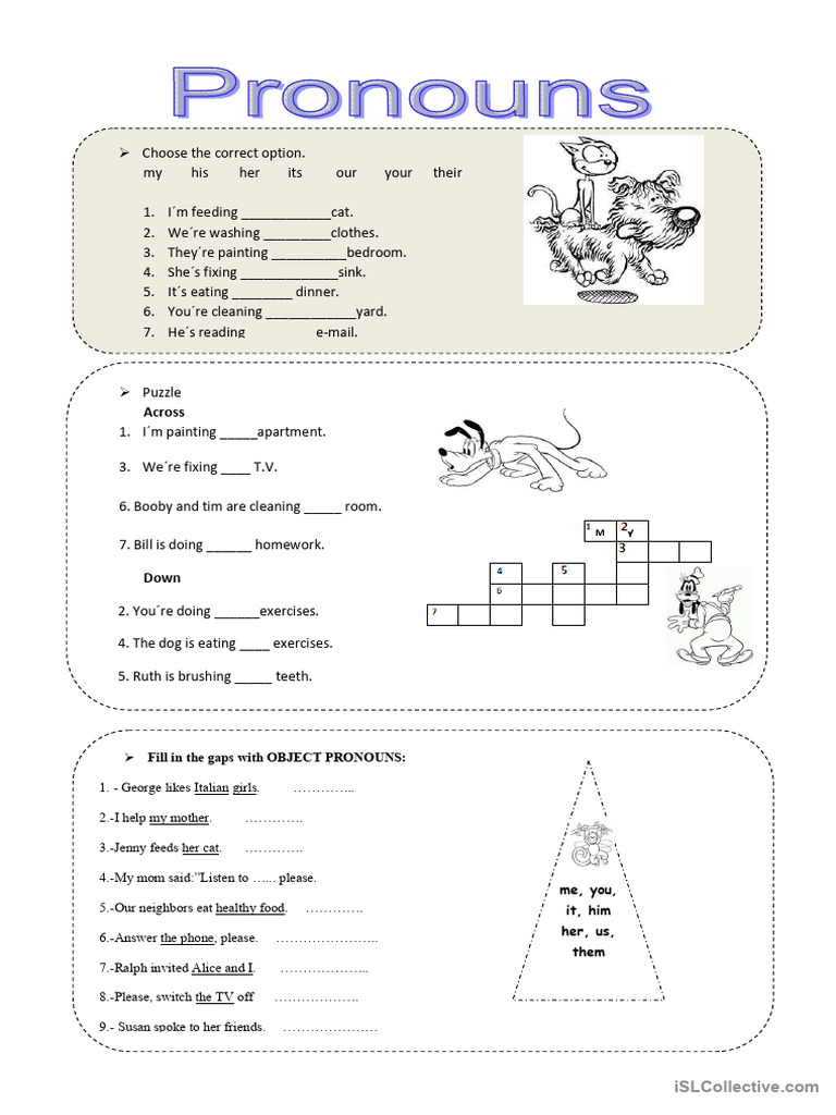Pronoun Exercises and Puzzles | PDF