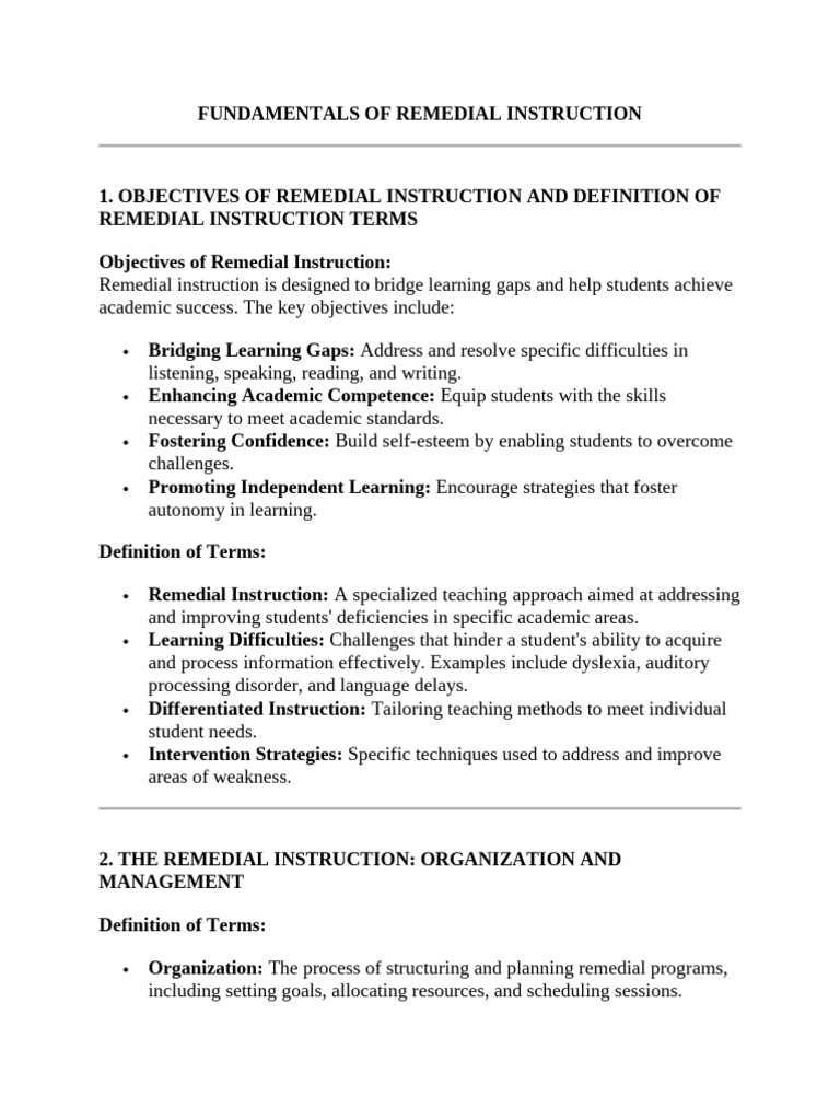 Fundamentals of Remedial Instruction | PDF | Educational Assessment ...