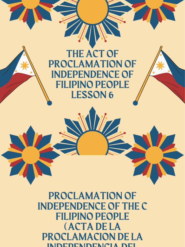 The Act of Proclamation of Independence of Filipino People | PDF ...