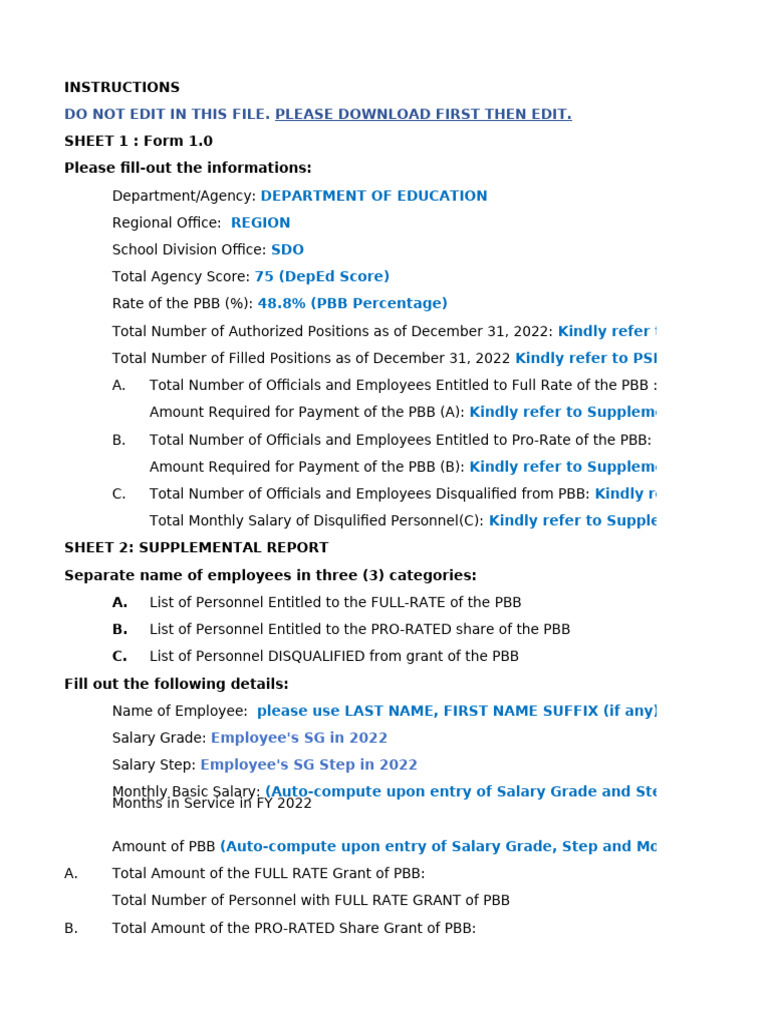 2022 PBB Form 1.0 AYUNGON 1 | PDF