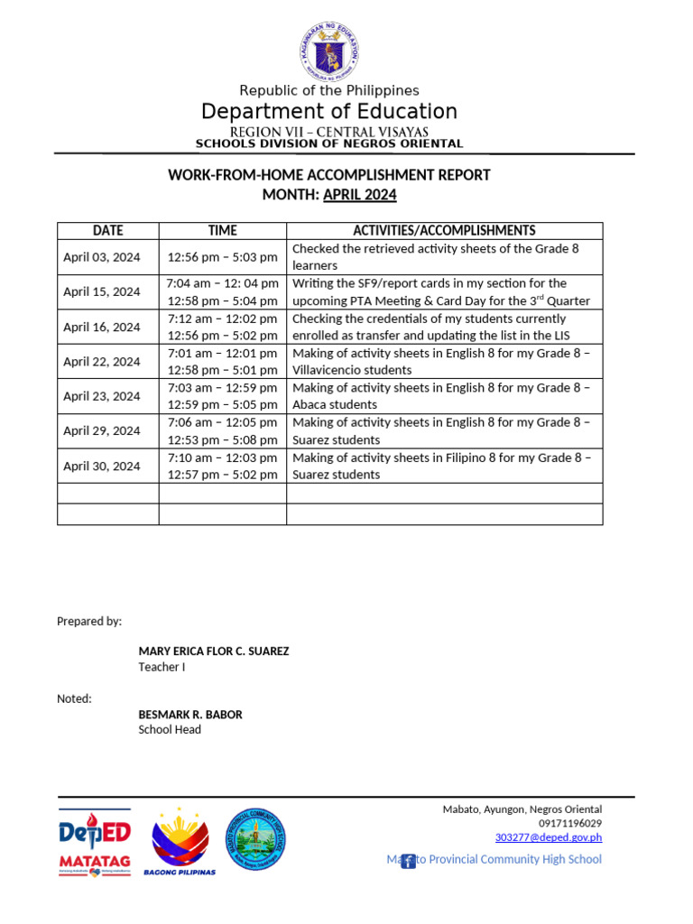 April 2024 Work-from-Home Report | PDF | Philippines