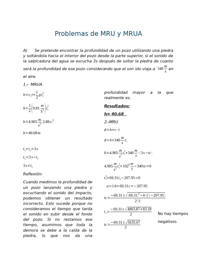 Problemas de MRU y MRUA | PDF