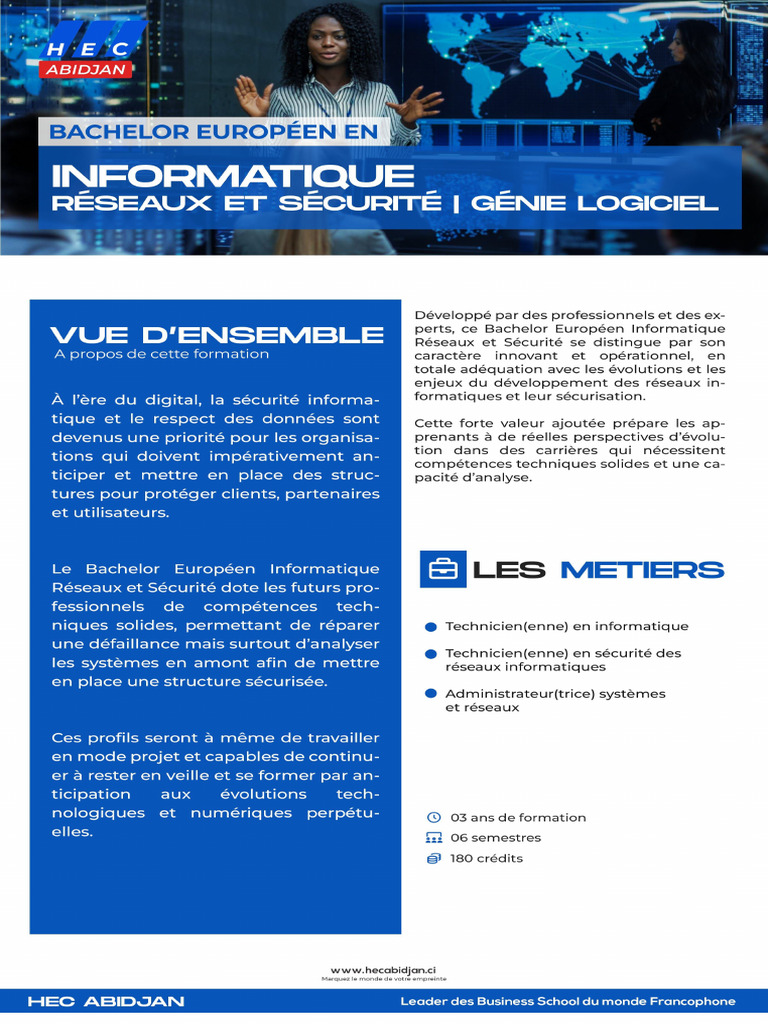 Hec Abidjan Fiche Bachelor Europeen en Informatique Reseaux Et Securite ...