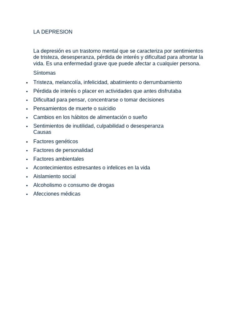La Depresion | PDF