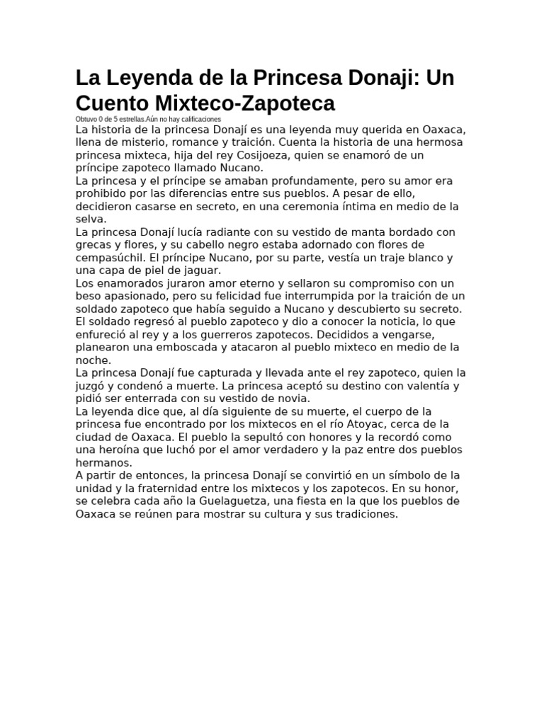 La Leyenda de La Princesa Donaji | PDF