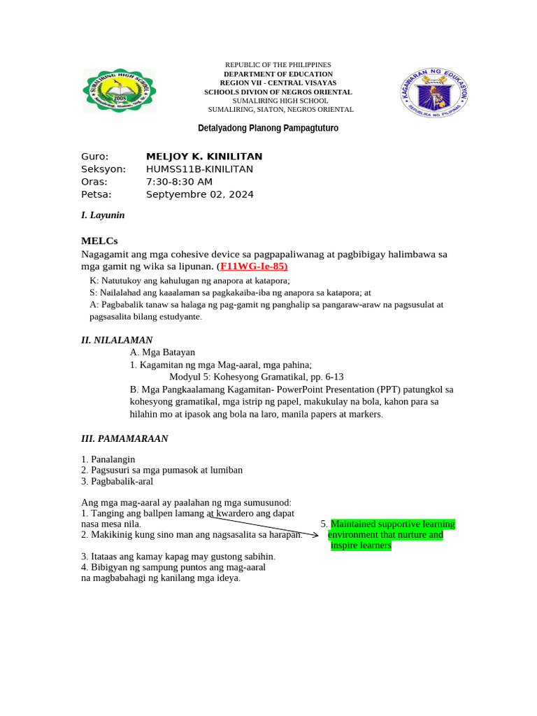 Final Lesson Plan CO 1ST - 2 | PDF
