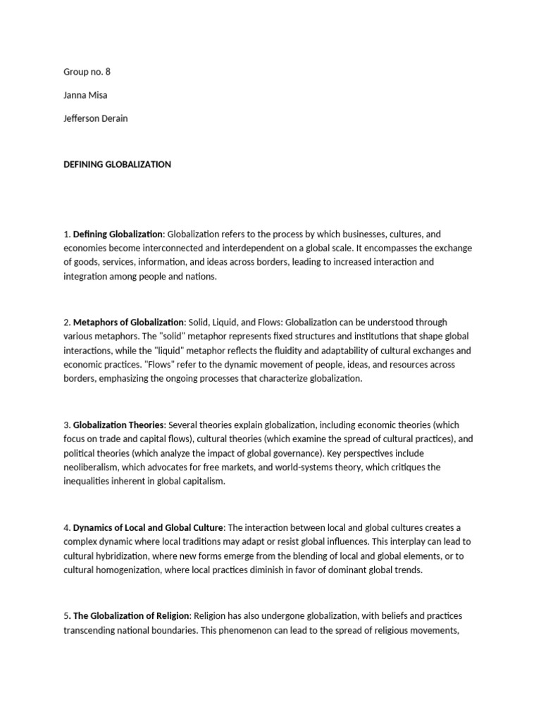 CHAPTER8_DEFINING_GLOBALIZATION | PDF | Globalization | Human Migration