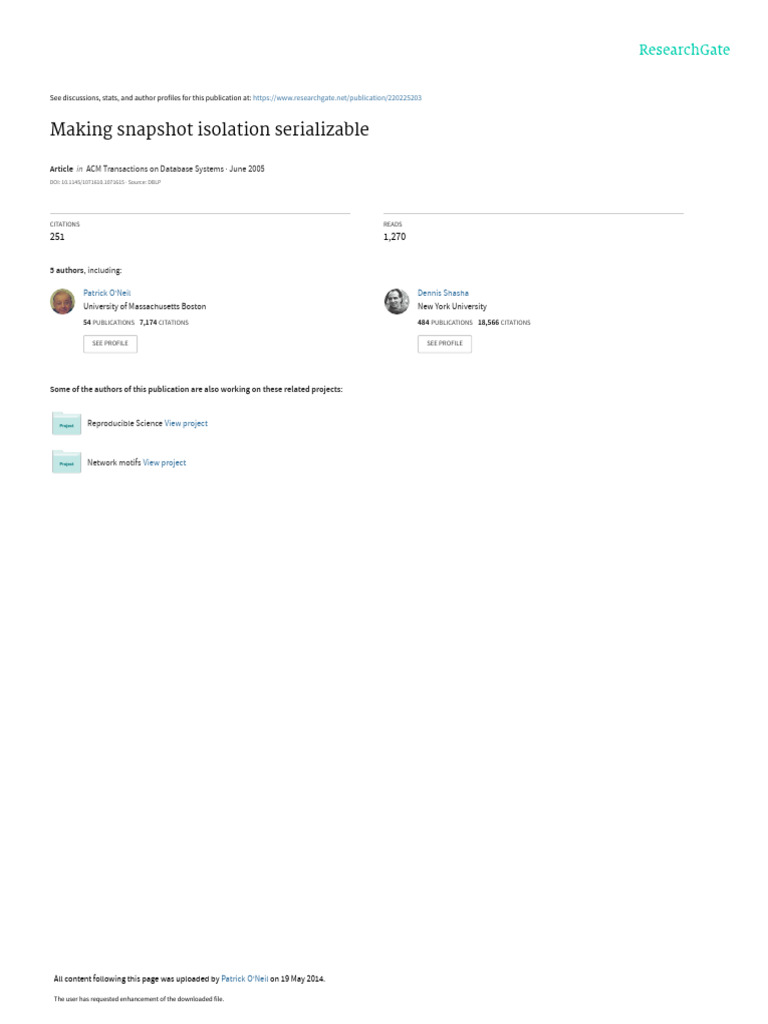 Making_snapshot_isolation_serializable | PDF | Database Transaction | Databases