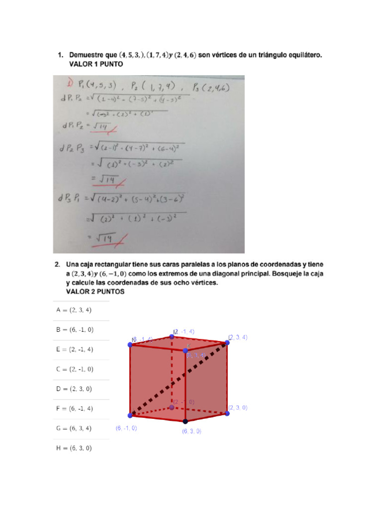 Examen Parcial 2 Geometria | PDF