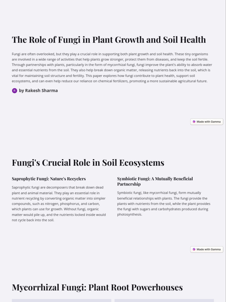 Fungi's Role in Soil Health Explained | PDF | Plant Nutrition | Soil