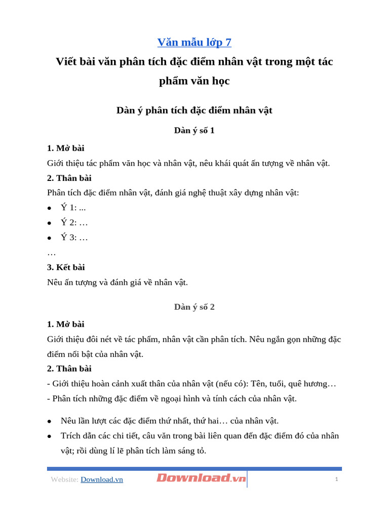 Phan Tich Dac Diem Nhan Vat | PDF