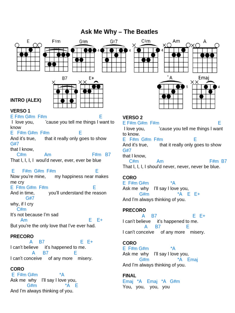 "Ask Me Why Lyrics - The Beatles" | PDF