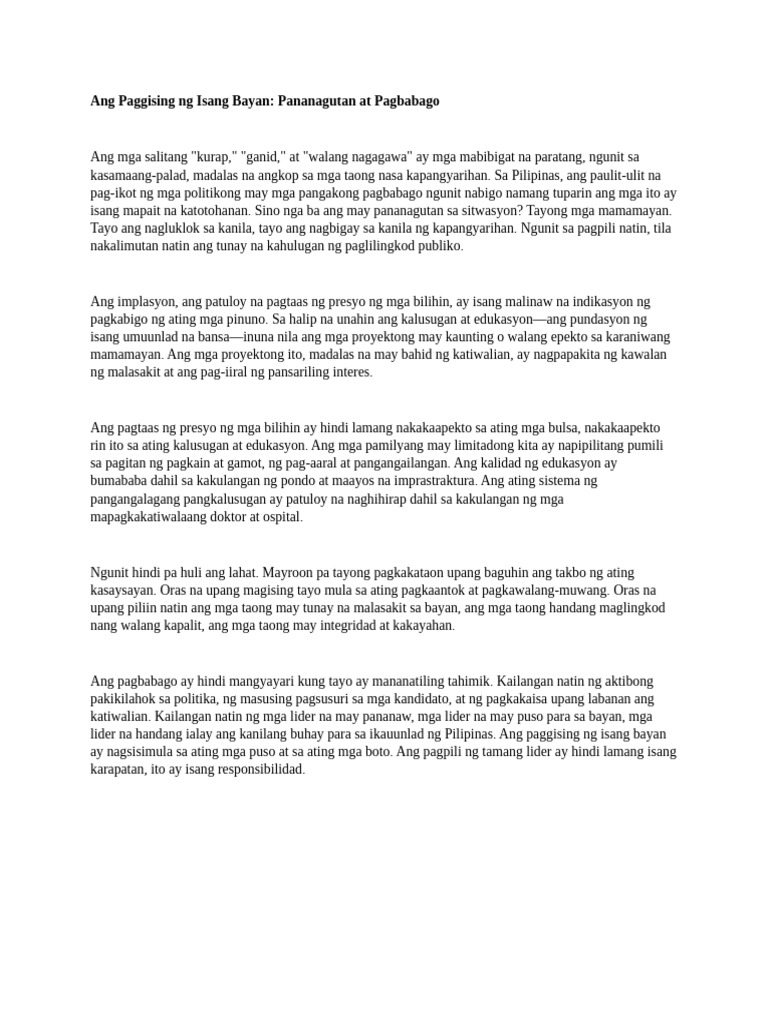 Ang Paggising ng Isang Bayan | PDF