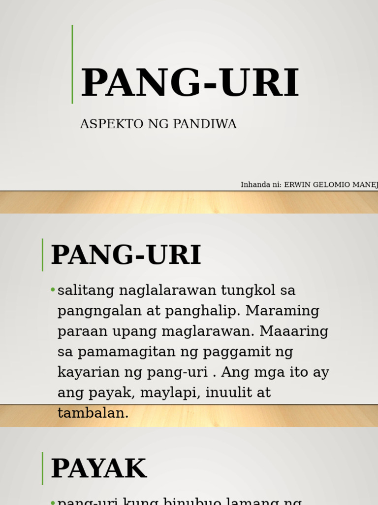 Kaantasan Ng Pang-uri at Aspekto Ng Pandiwa | PDF
