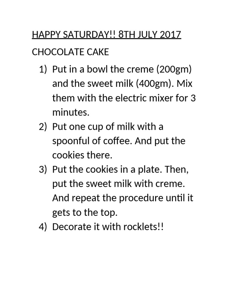 Chocolate Cake Pdf