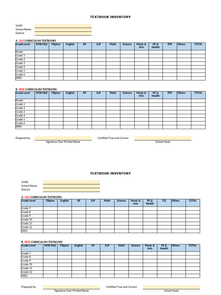 Textbook Data Gathering Form | PDF