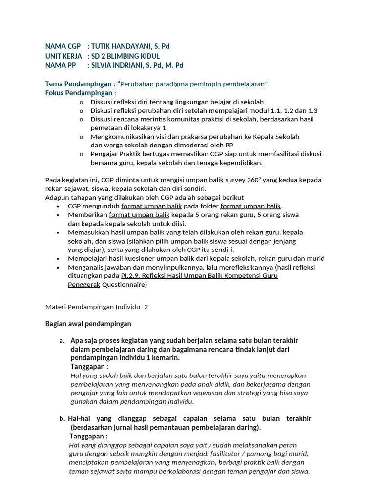 Materi Pendampingan Individu 2 | PDF