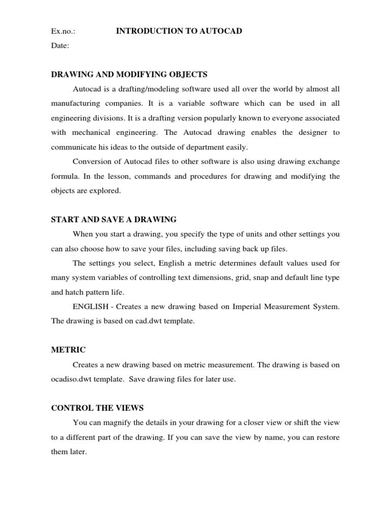 Autocad Drawing And Modification Guide Pdf Angle Circle