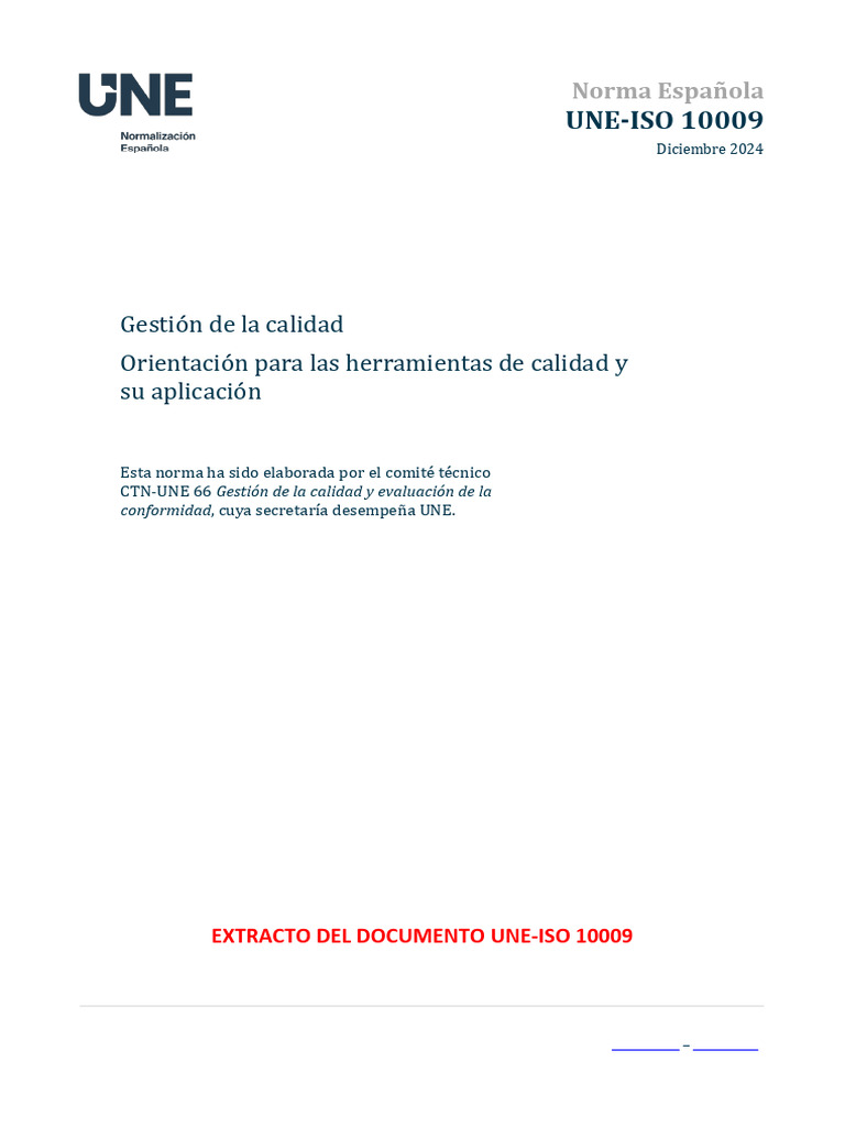 UNE-ISO 10009: Herramientas de Calidad | PDF | Organización ...