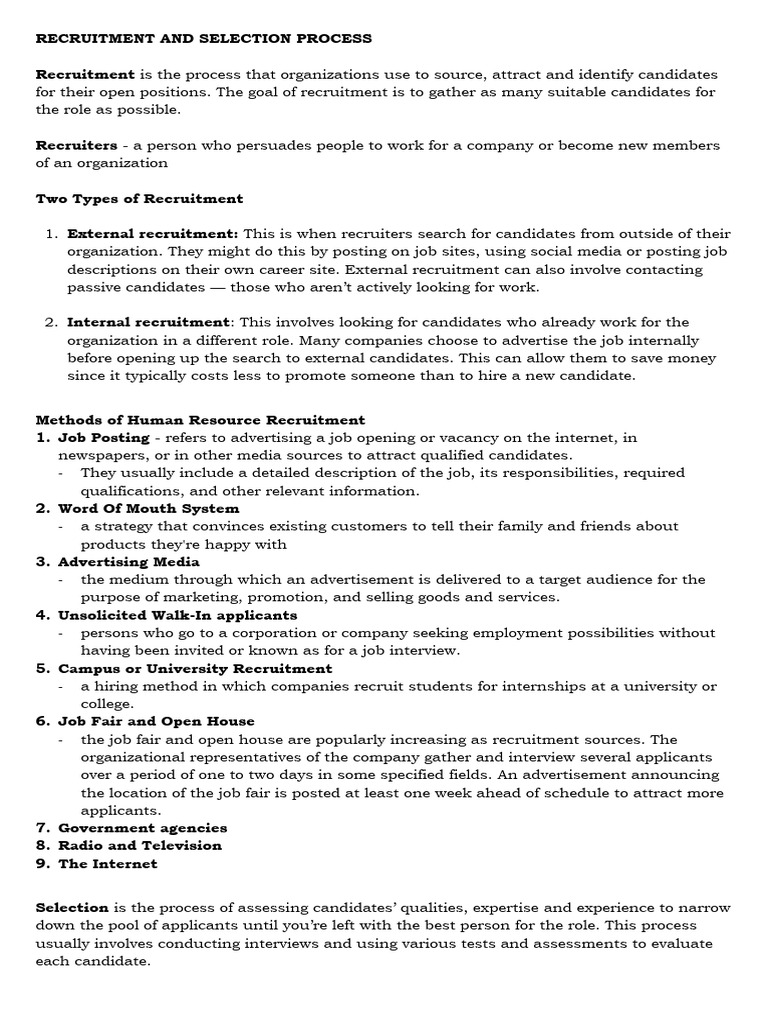 Recruitment and Selection Strategies Guide | PDF | Recruitment | Résumé