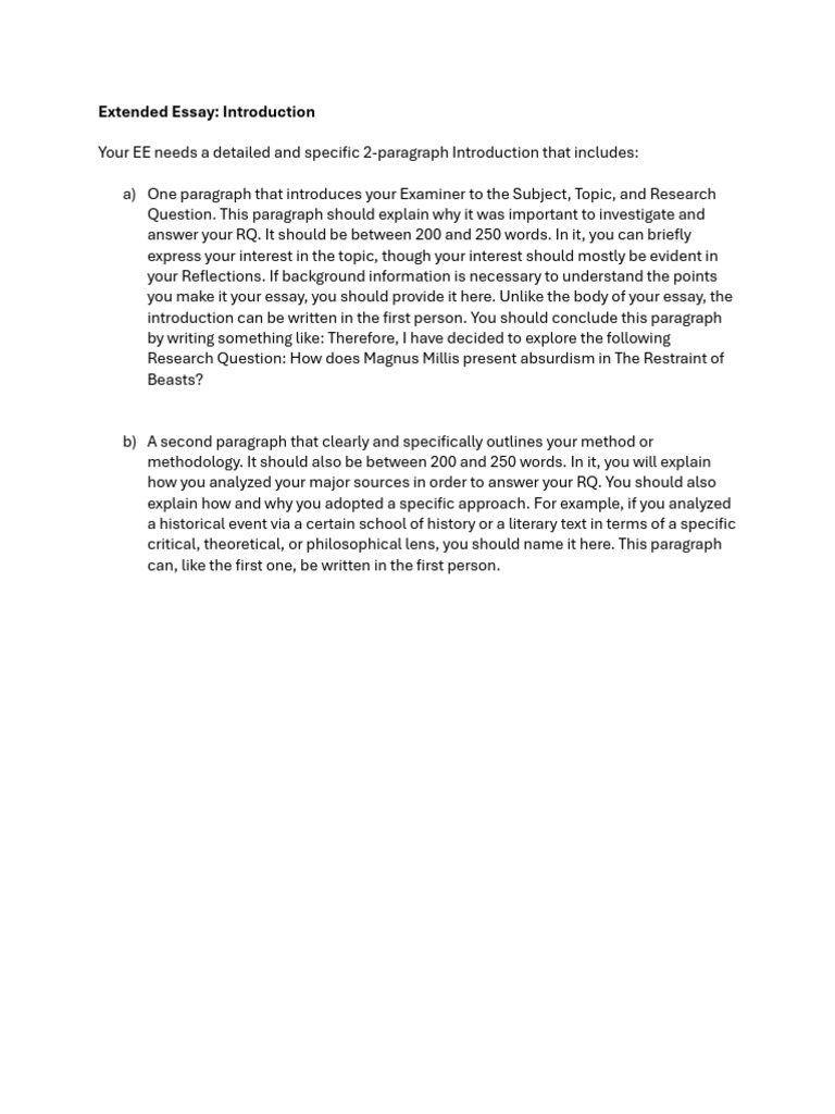 Extended Essay Introduction | PDF