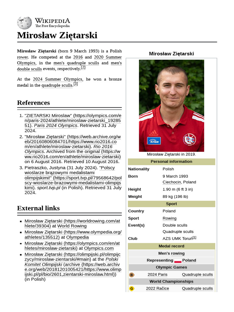 Mirosław Ziętarski: Polish Rower Profile | PDF | Rowing | Summer ...