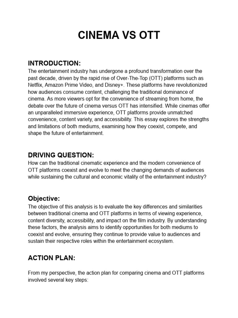 CINEMA VS OTT | PDF | Movie Theater | Entertainment
