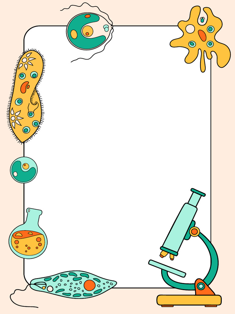 Blue Yellow Colorful Doodle Fun Science Biology Project Page Border | PDF