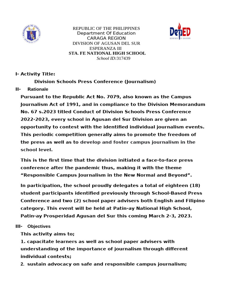 Activity Design For Journalism Training (2023) | PDF