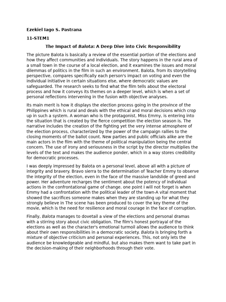 Balota: Civic Responsibility in Elections | PDF
