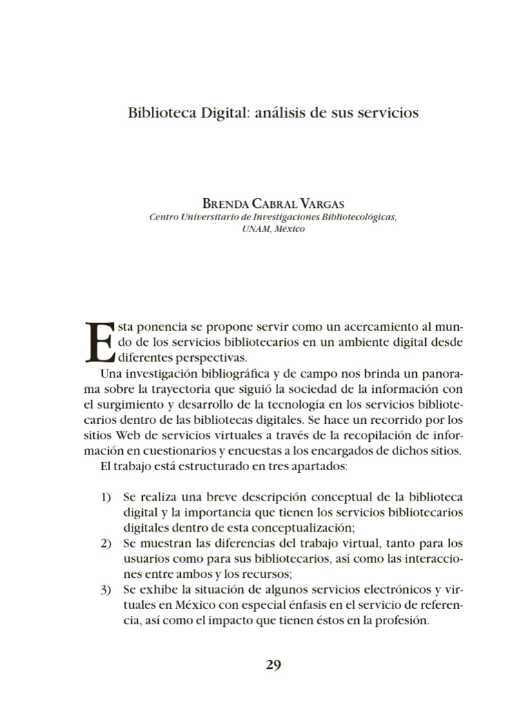Servicios en Bibliotecas Digitales | PDF | Libreria digital | Bibliotecas