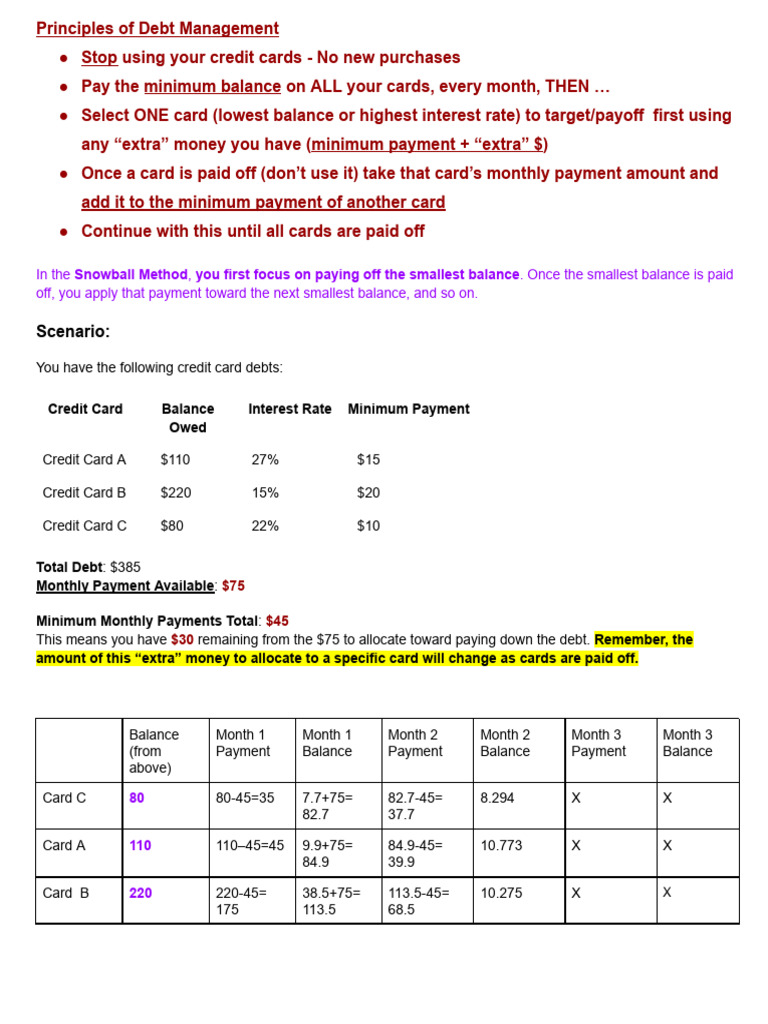 Debt Management Worksheet. PRACTICE | PDF