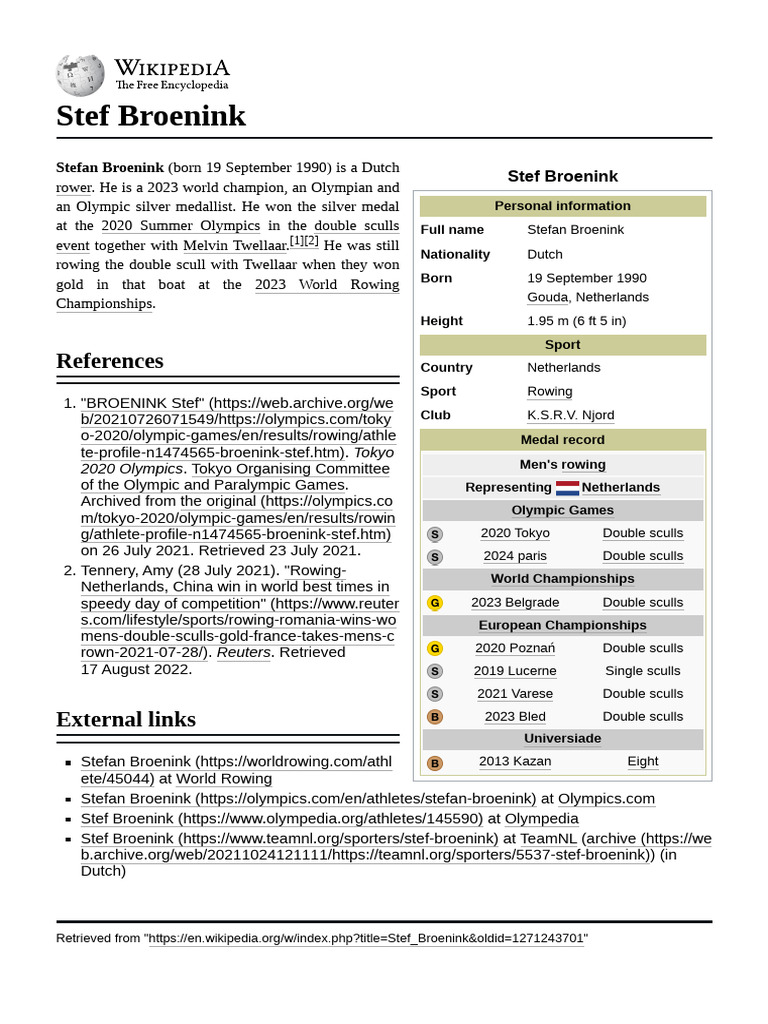 Stef_Broenink | PDF | Nations At The Olympics | Human Powered Transport