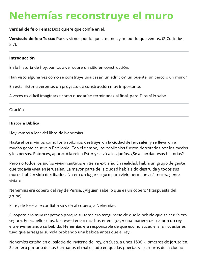 Nehemías reconstruye el muro | PDF | Imperio aqueménida | Jerusalén