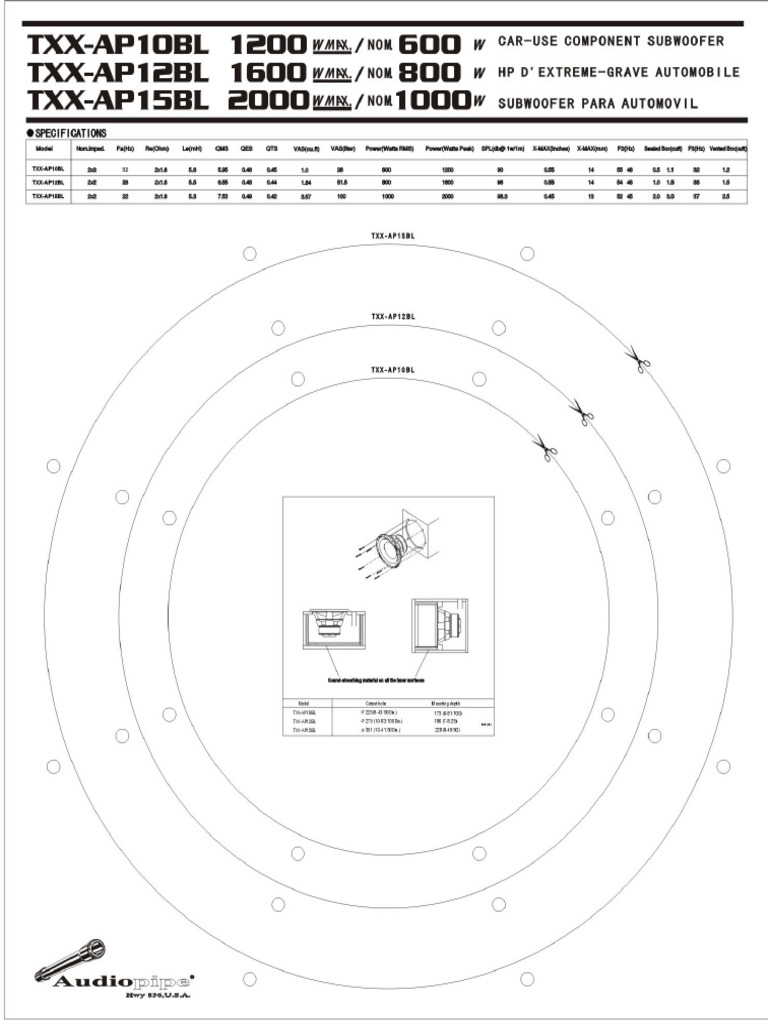 audiopipeTXX-AP BL Specs | PDF