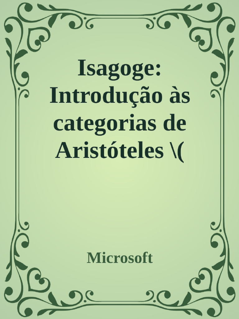Isagoge Introdução Às Categorias | PDF