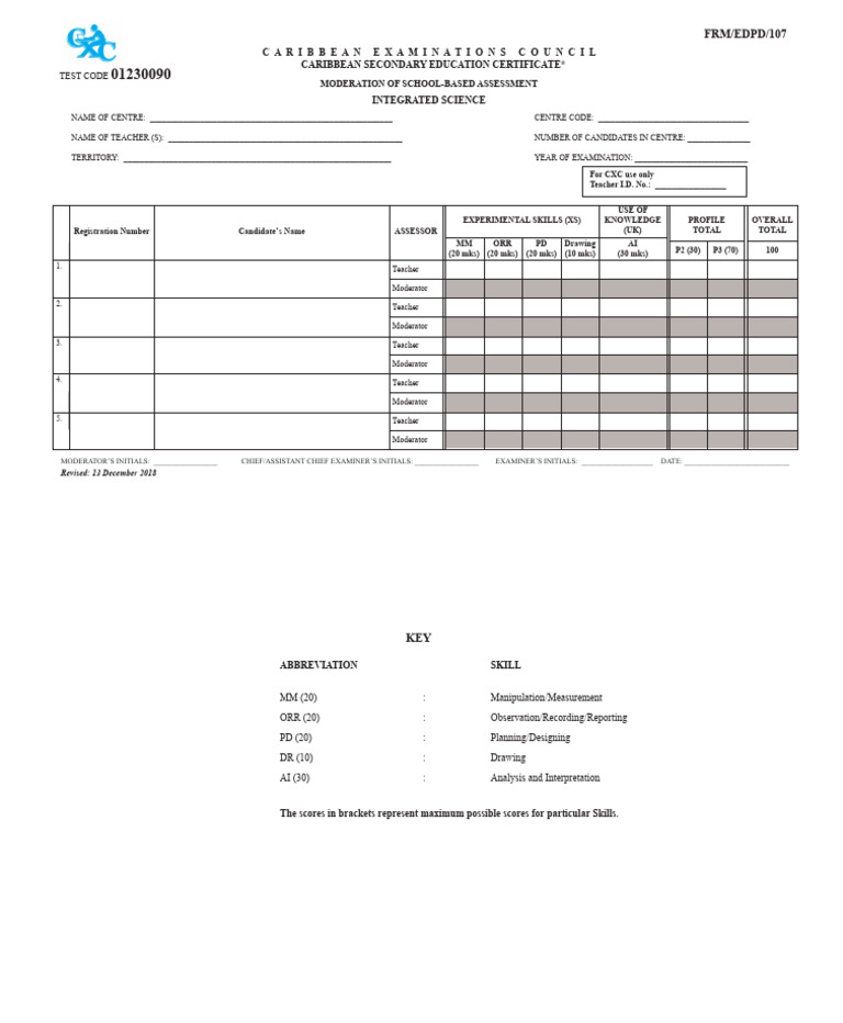 CSEC Int Sci Moderation-Of-SBA | PDF | Qualifications | Vocational ...