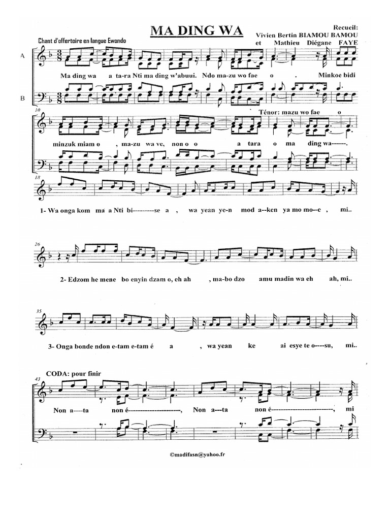 Ma Ding Wa (v.B.biamOU BAMOU) - Offertoire - Autre | PDF