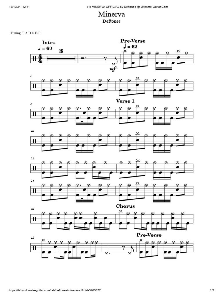 Deftones Minerva Guitar Tabs and Tuning | PDF