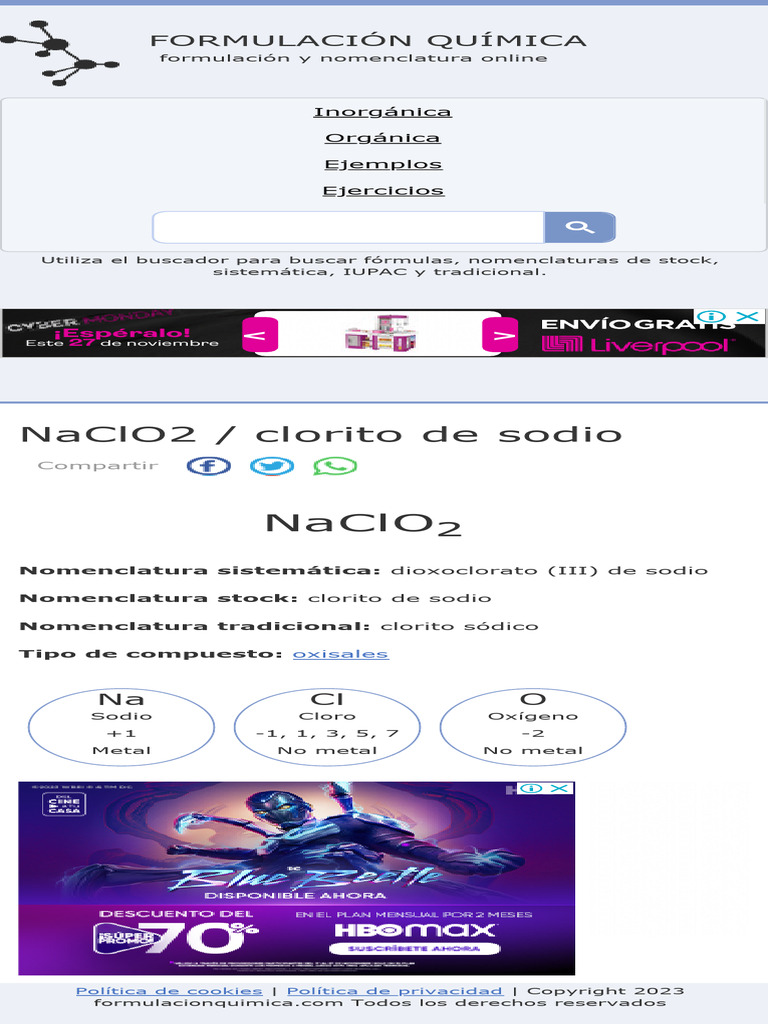 NaClO2 Clorito de Sodio | PDF