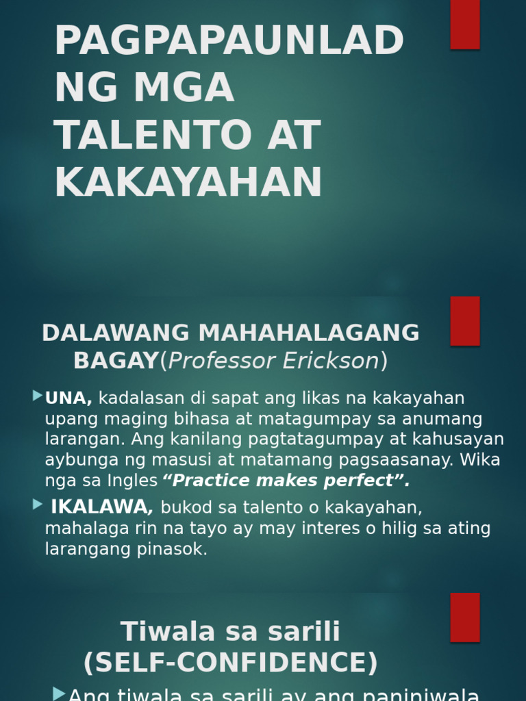 Pagpapaunlad NG Mga Talento at Kakayahan | PDF