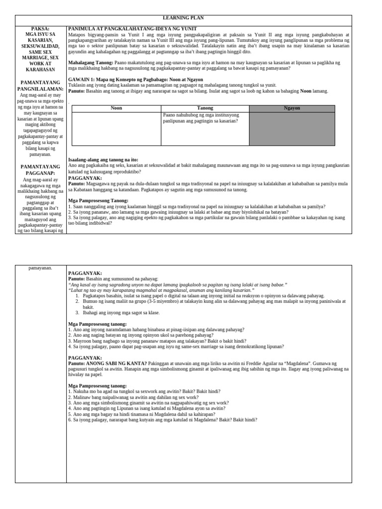 Learning Plan q3 | PDF