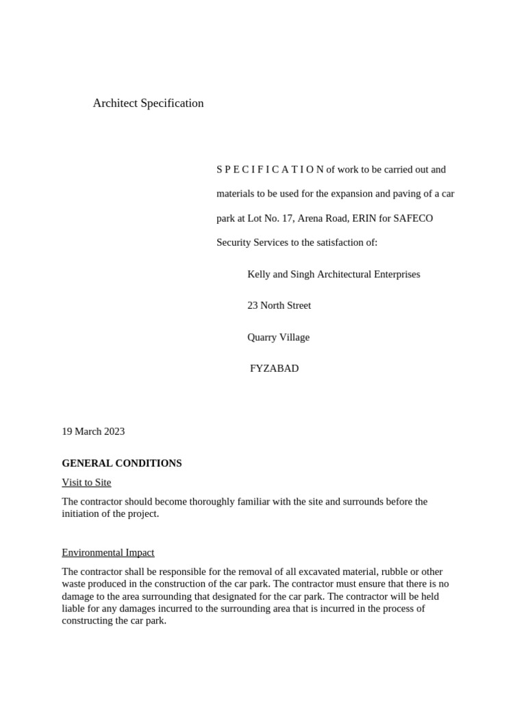 Architect Specification EDPM Activity | PDF