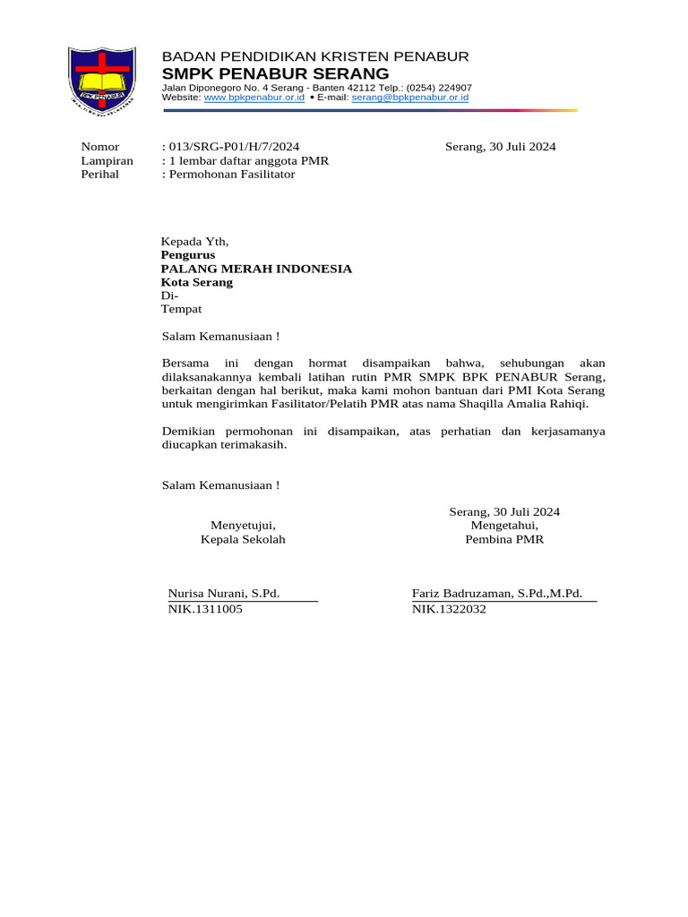 013 - Surat Permohonan Fasilitator PMR | PDF
