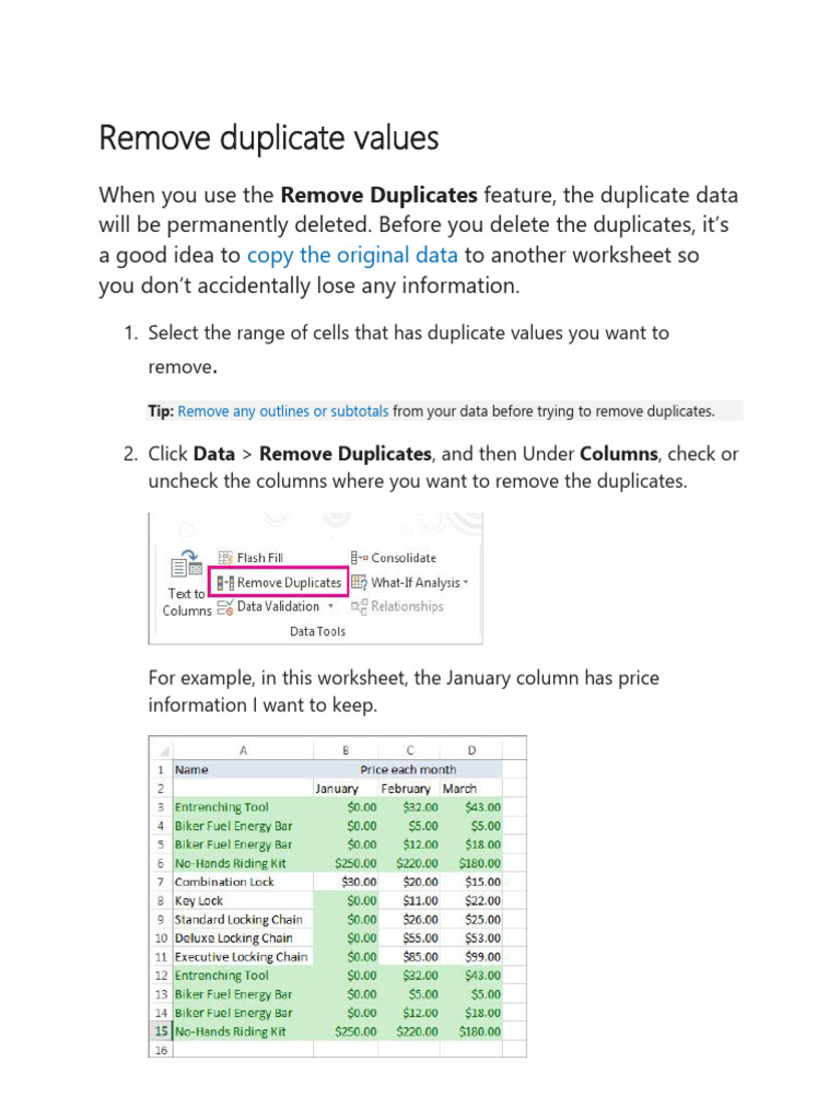 Removing Duplicate Data in Excel | PDF Removing Duplicate Data in Excel | PDF