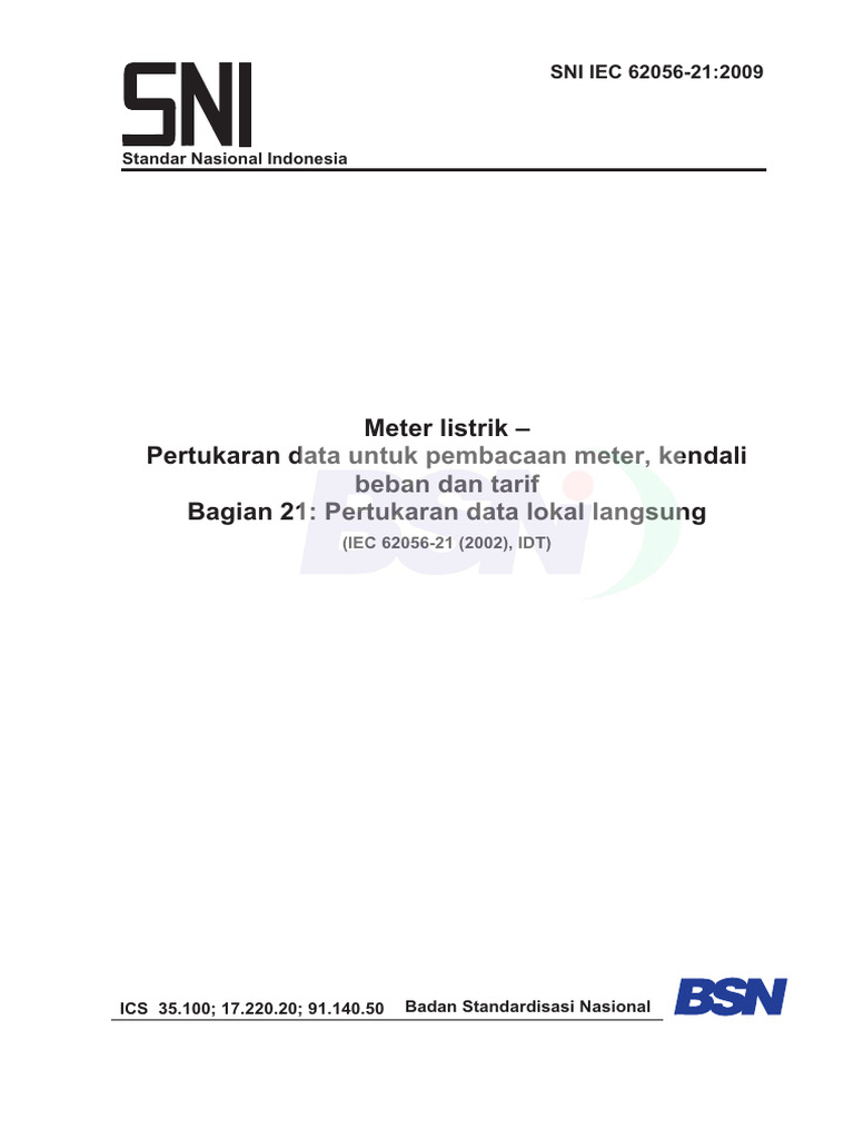 SNI IEC 62056-21: Pertukaran Data Meter | PDF
