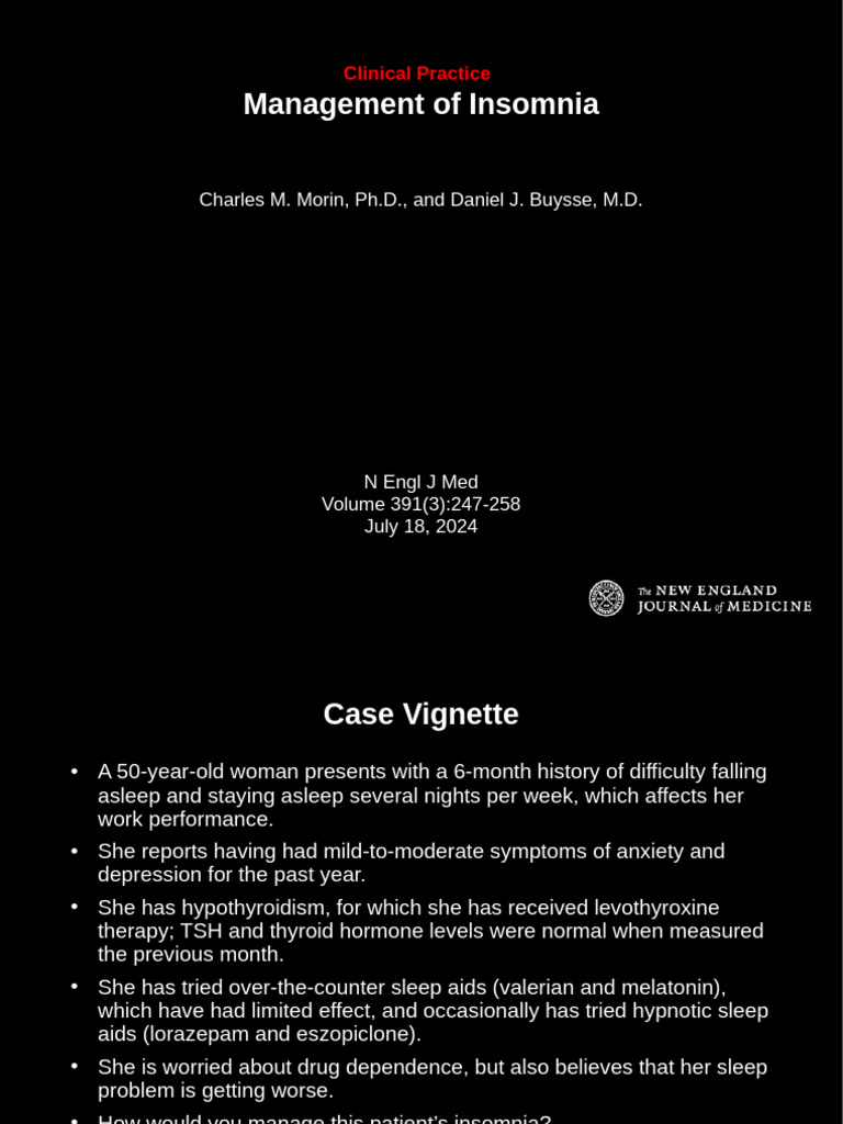 Management of Insomnia | PDF