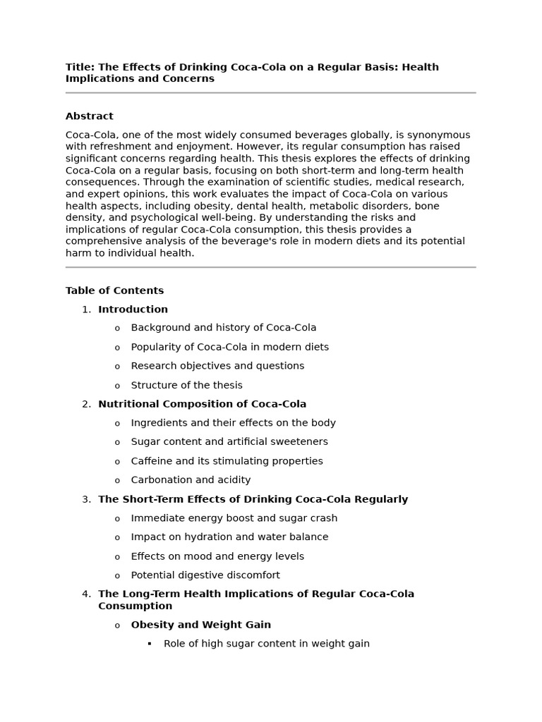 Health Risks of Regular Coca-Cola Consumption | PDF | Soft Drink | The ...